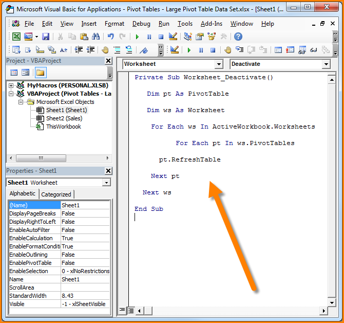 Automatically Refresh Excel Pivot Tables